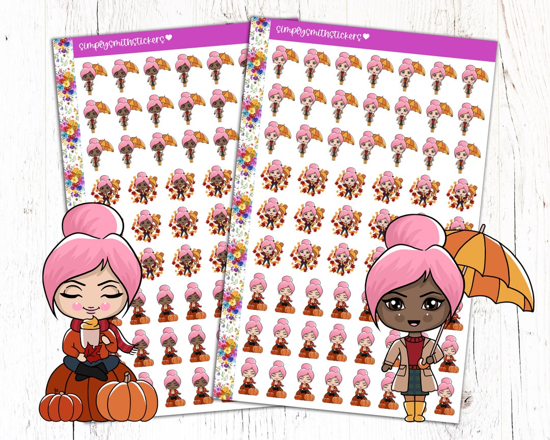 FALL Doodle Girl Stickers | Planner Stickers - Etsy