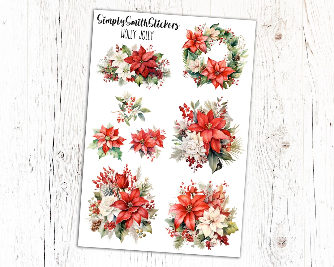 HOLLY JOLLY Clear Frosted Matte Stickers | Deco Stickers | Planner ...