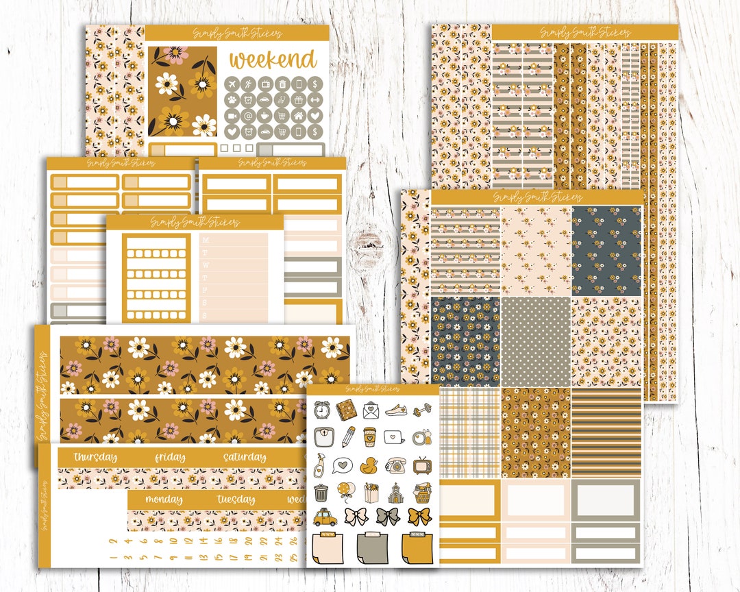 DAINTY FLORALS | Vertical Weekly Planner Sticker Kit | Planner Stickers ...