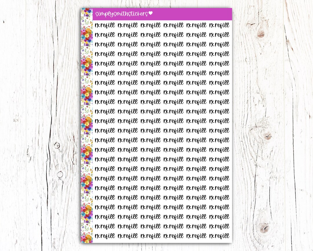 RX REFILL Script Stickers | Planner Stickers | Reminder Stickers ...