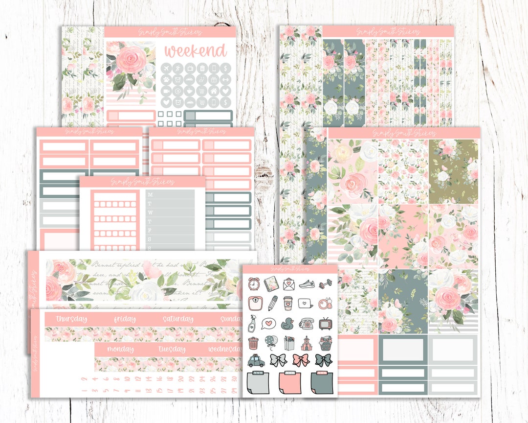 SOPHISTICATED ROSE | Vertical Weekly Planner Sticker Kit | Planner ...