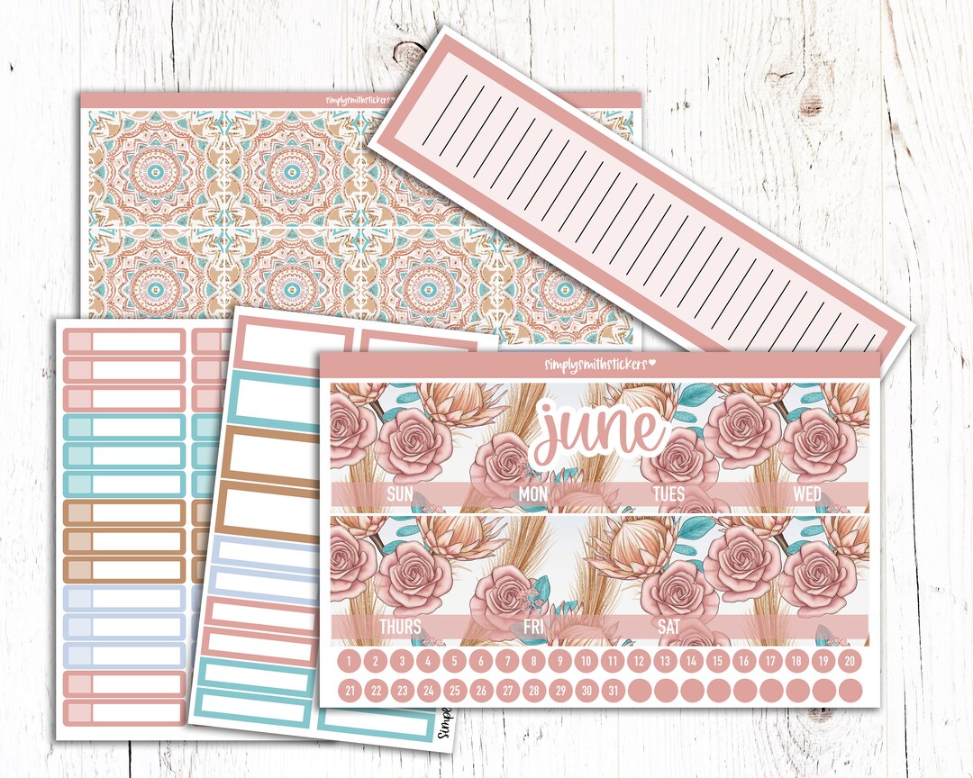 JUNE Monthly Sticker Kit 7x9 CUSTOMIZABLE Stickers Planner Stickers ...