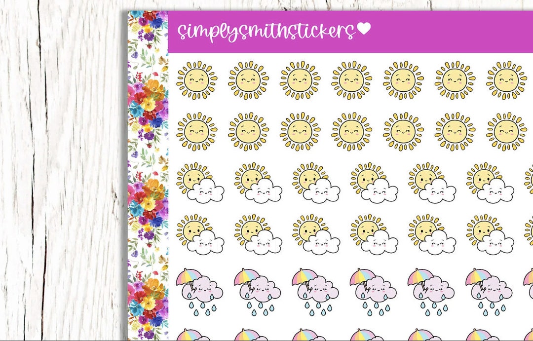 WEATHER STICKERS | Cute Kawaii Stickers | Planner Stickers - Etsy