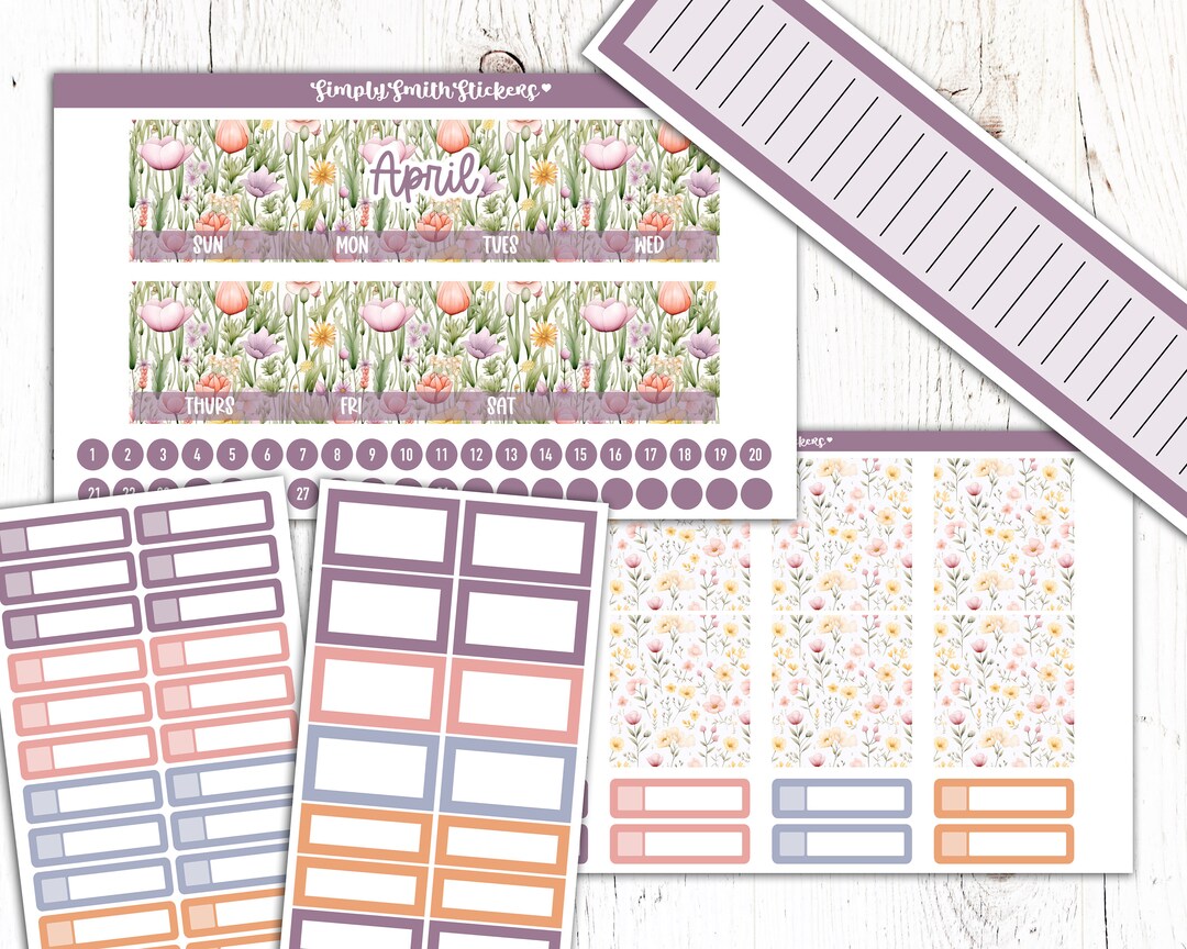 A5 APRIL Monthly Sticker Kit | Customizable | Planner Accessories ...