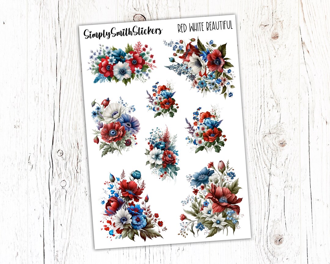RED WHITE BEAUTIFUL Clear Frosted Matte Stickers | Deco Stickers ...