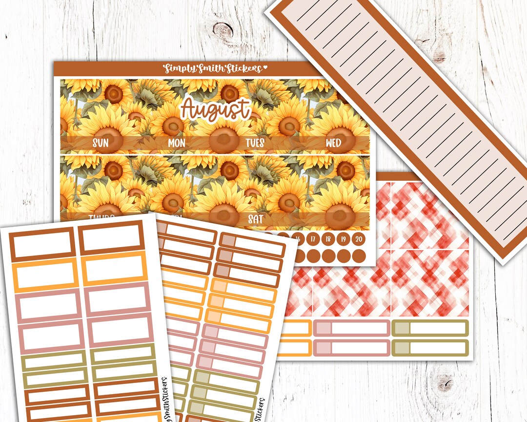 AUGUST Monthly Sticker Kit | 7x9 | CUSTOMIZABLE Stickers | Planner ...