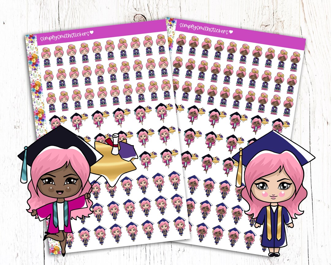 GRADUATION Doodle Girl Stickers | Planner Stickers - Etsy