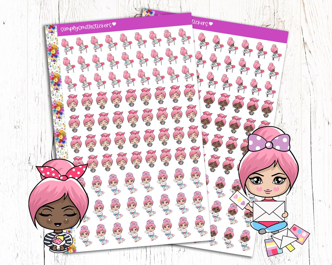 HAPPY MAIL Doodle Girl Stickers | Planner Stickers - Etsy