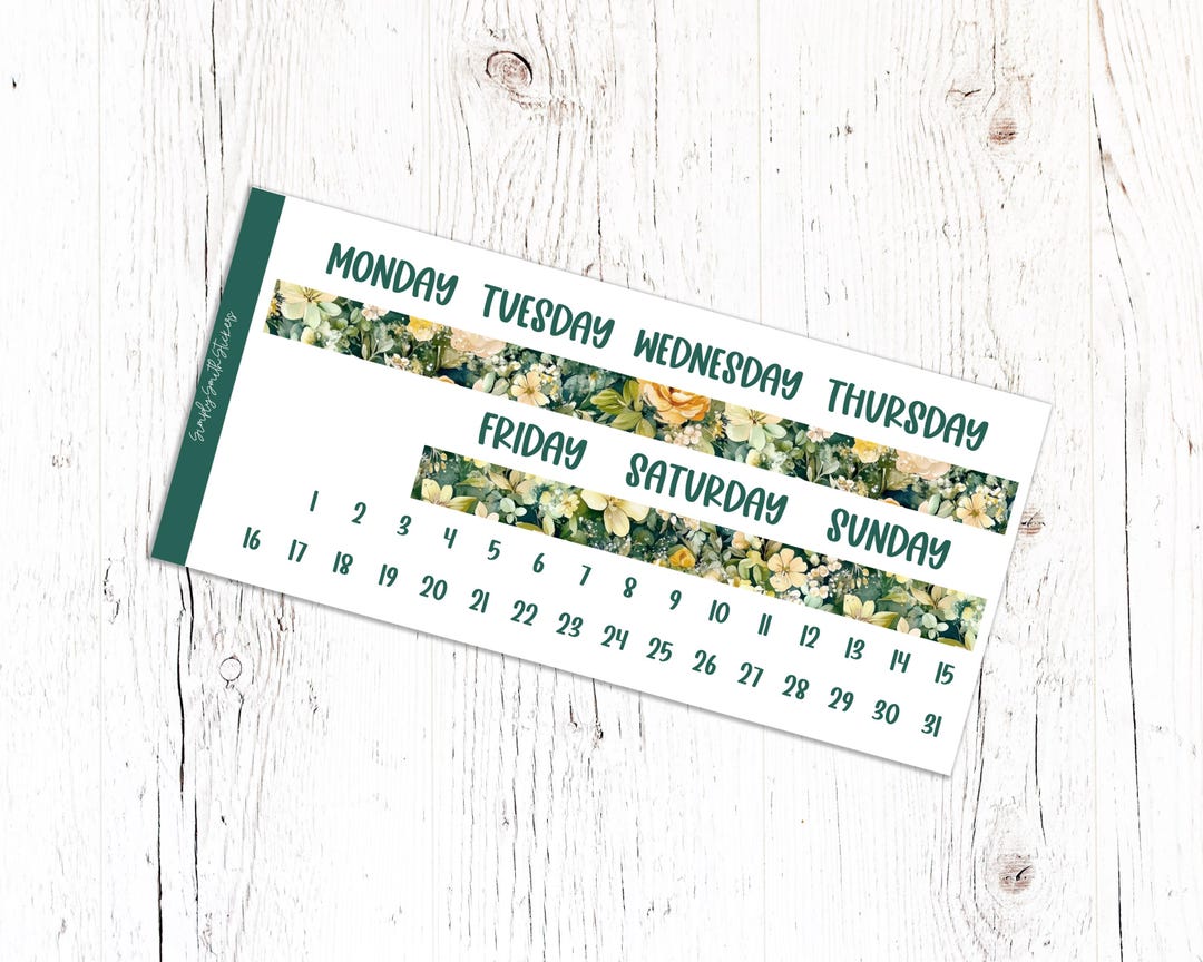 ENCHANTED Script Style Date Headers | Planner Stickers | Functional ...