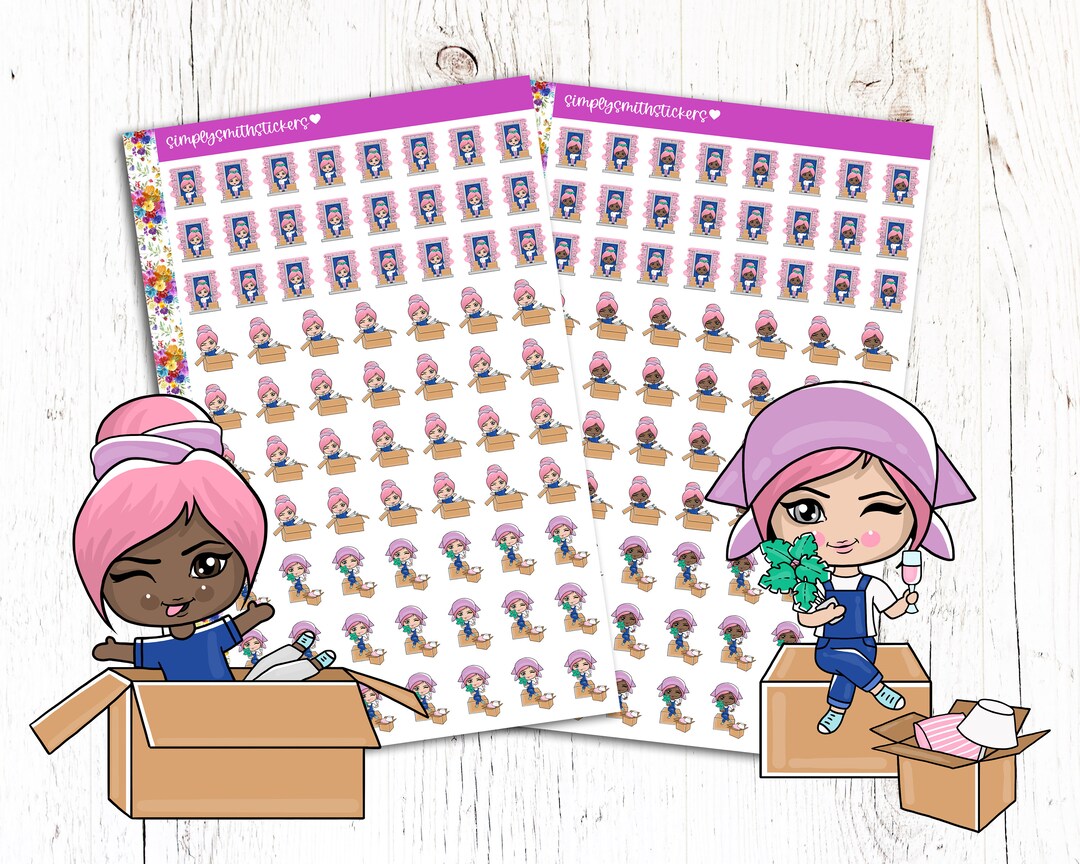 MOVING Doodle Girl Stickers | Planner Stickers - Etsy