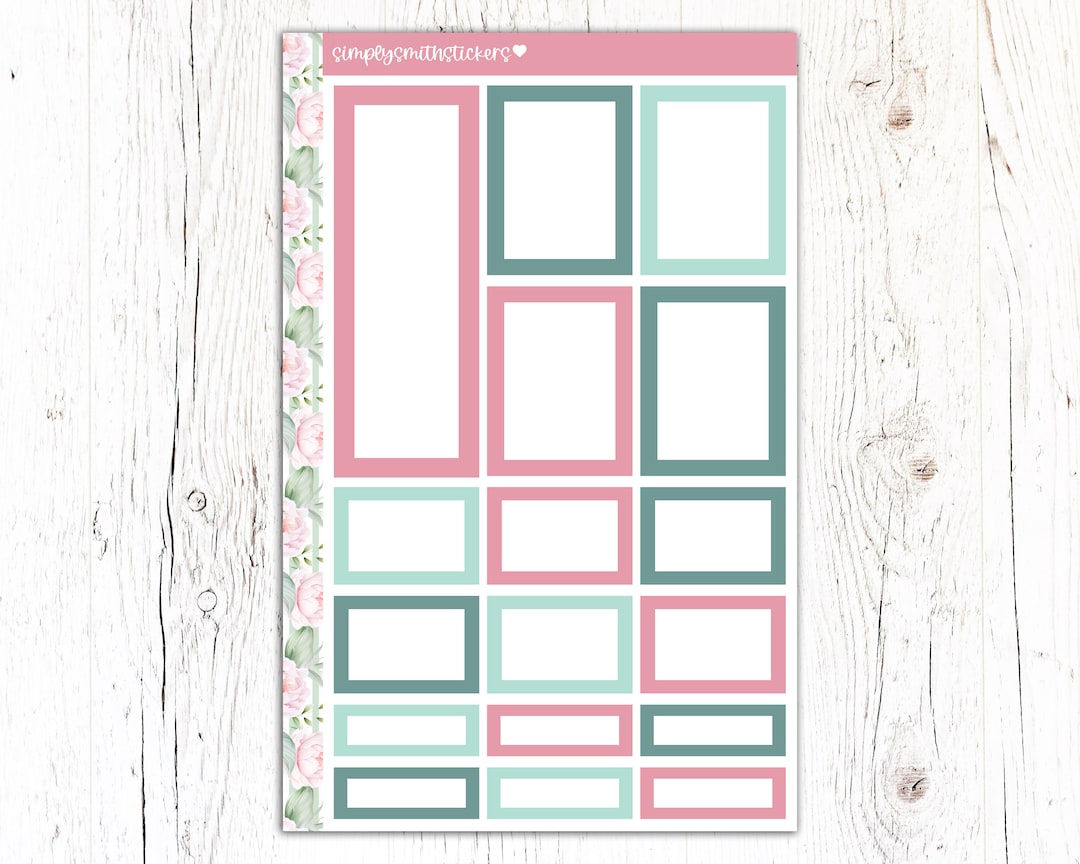 PRETTY PLANS Colorful Boxes | Planner Stickers | Add On - Etsy