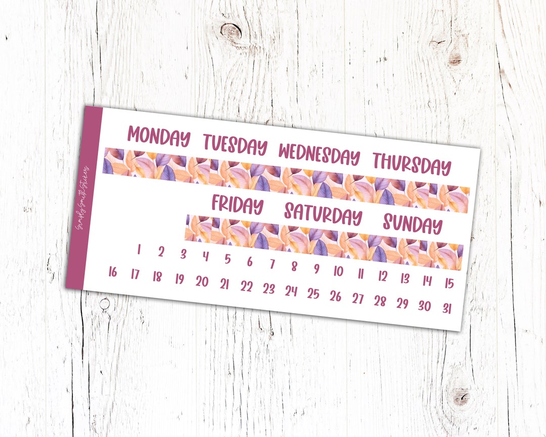AUTUMN TEA Script Style Date Headers | Planner Stickers | Functional ...