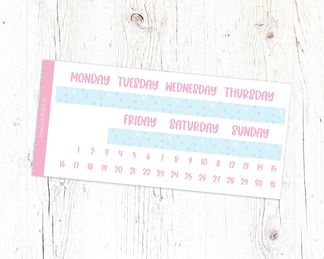 KAWAII Script Style Date Headers | Planner Stickers | Functional ...