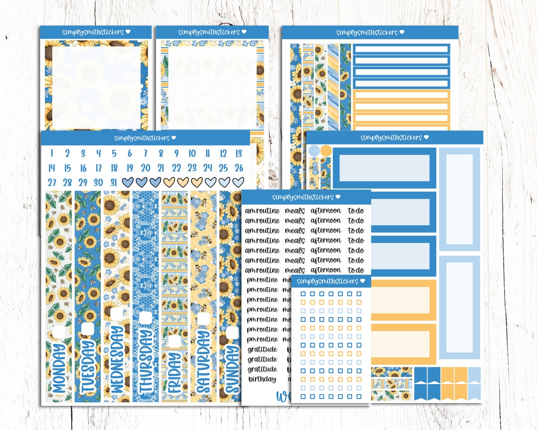 BEE HAPPY Daily Duo Kit | 7x9 Planner Stickers | Daily Planning ...