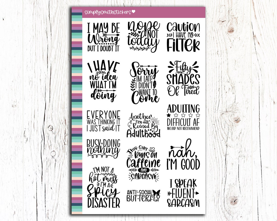 SASSY QUOTES - EC Planner | Planner Stickers | Functional Stickers ...