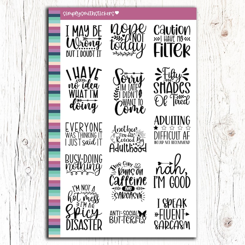 Sassy Stickers - Etsy