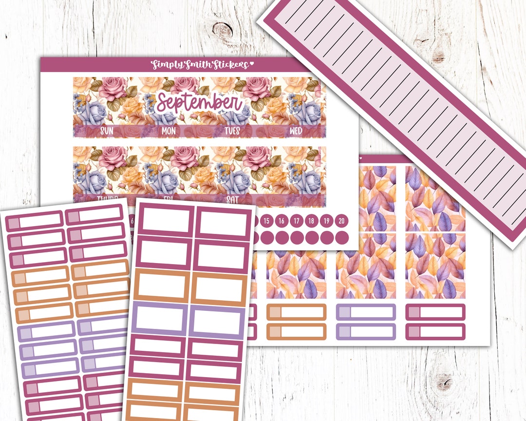 A5 SEPTEMBER Monthly Sticker Kit | Customizable | Planner Accessories ...