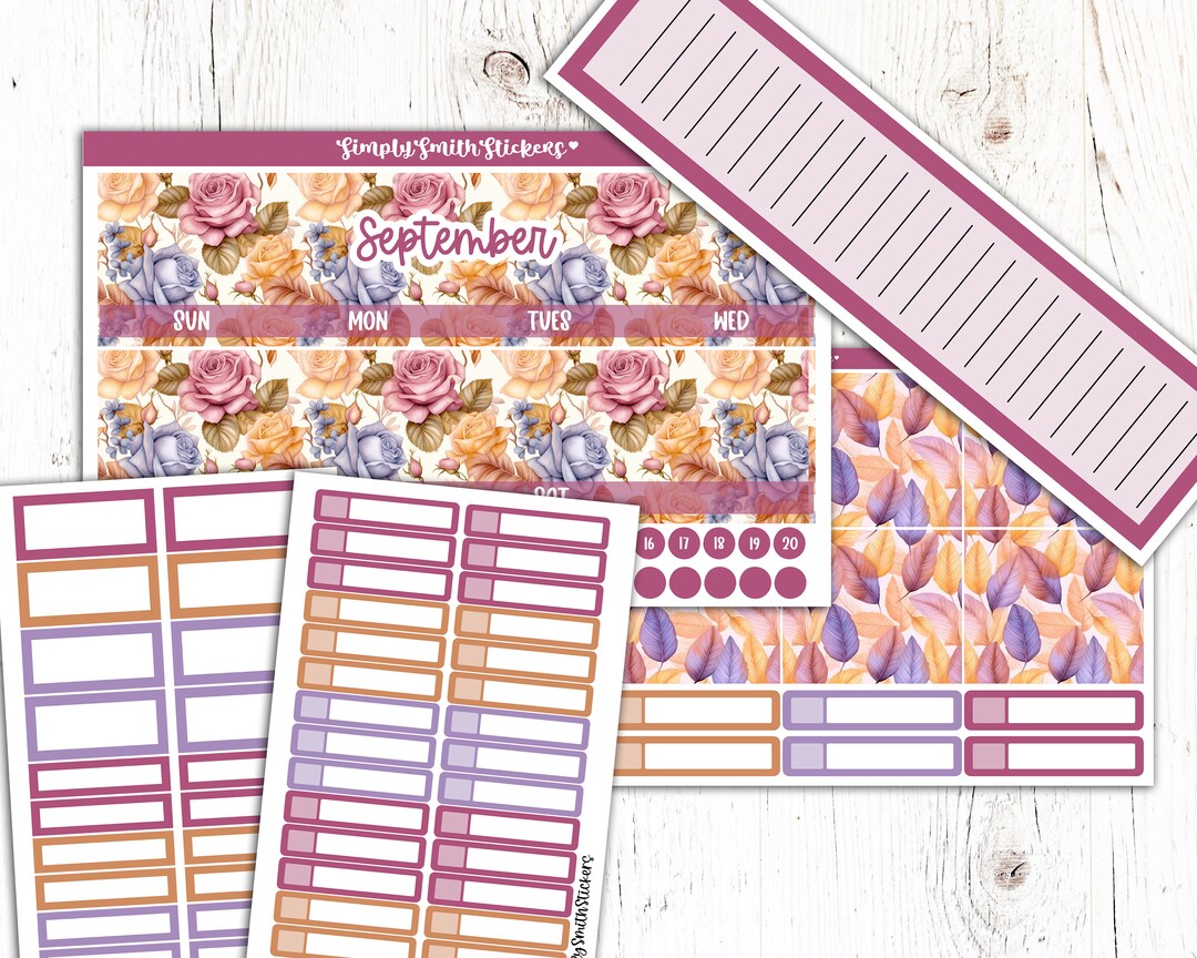 SEPTEMBER Monthly Sticker Kit | 7x9 | CUSTOMIZABLE Stickers | Planner ...