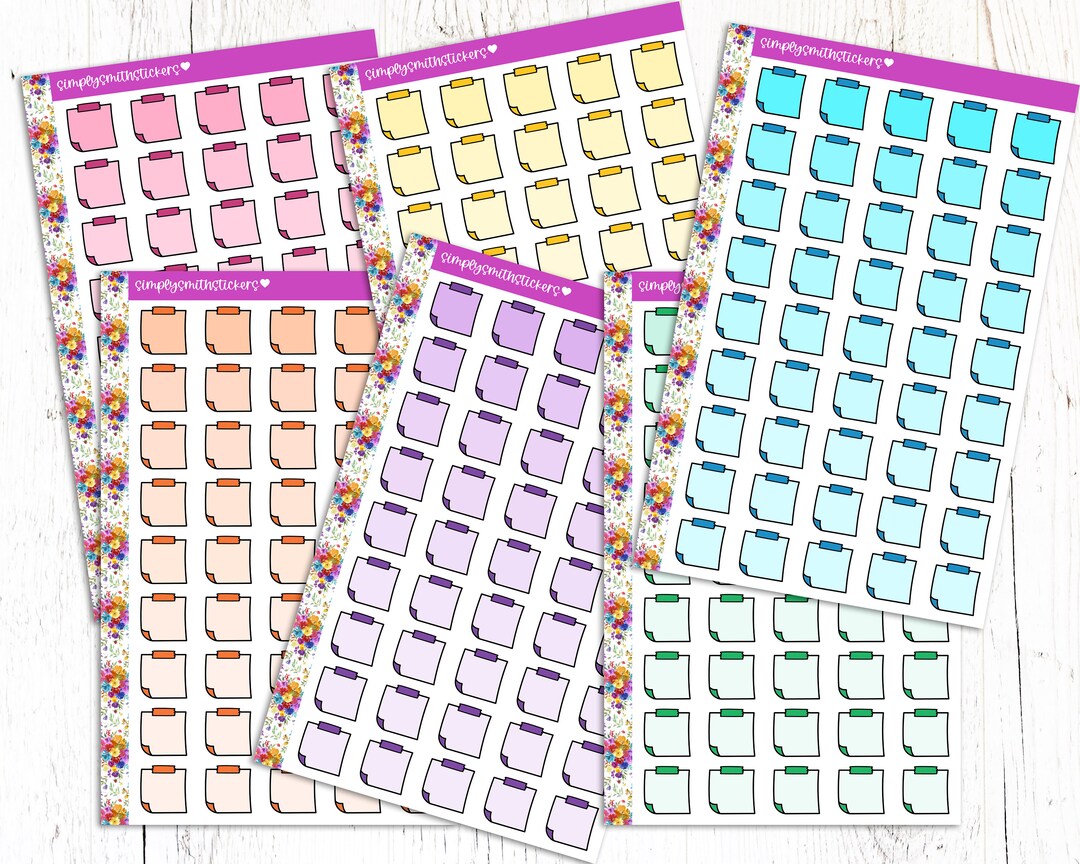 STICKY NOTE COLORS Rainbow | Planner Stickers | Functional Stickers ...