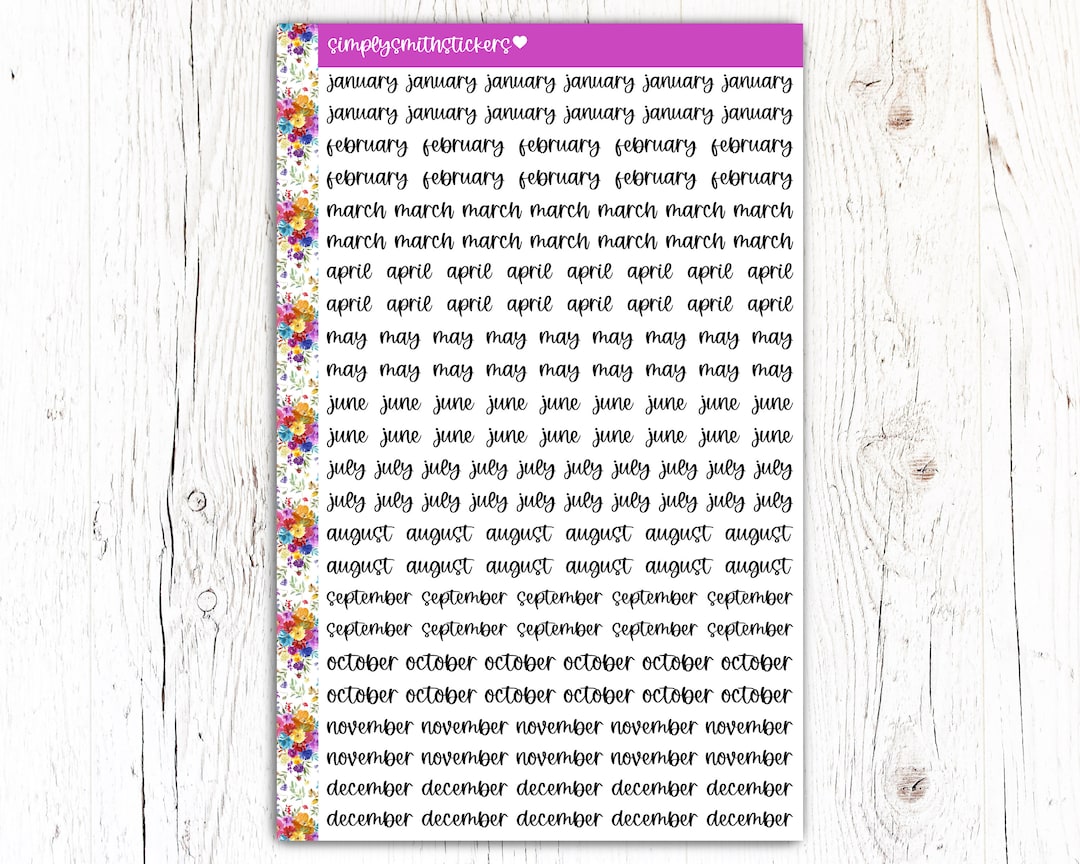 Mini MONTHS Script Stickers | Planner Stickers | Functional Stickers ...