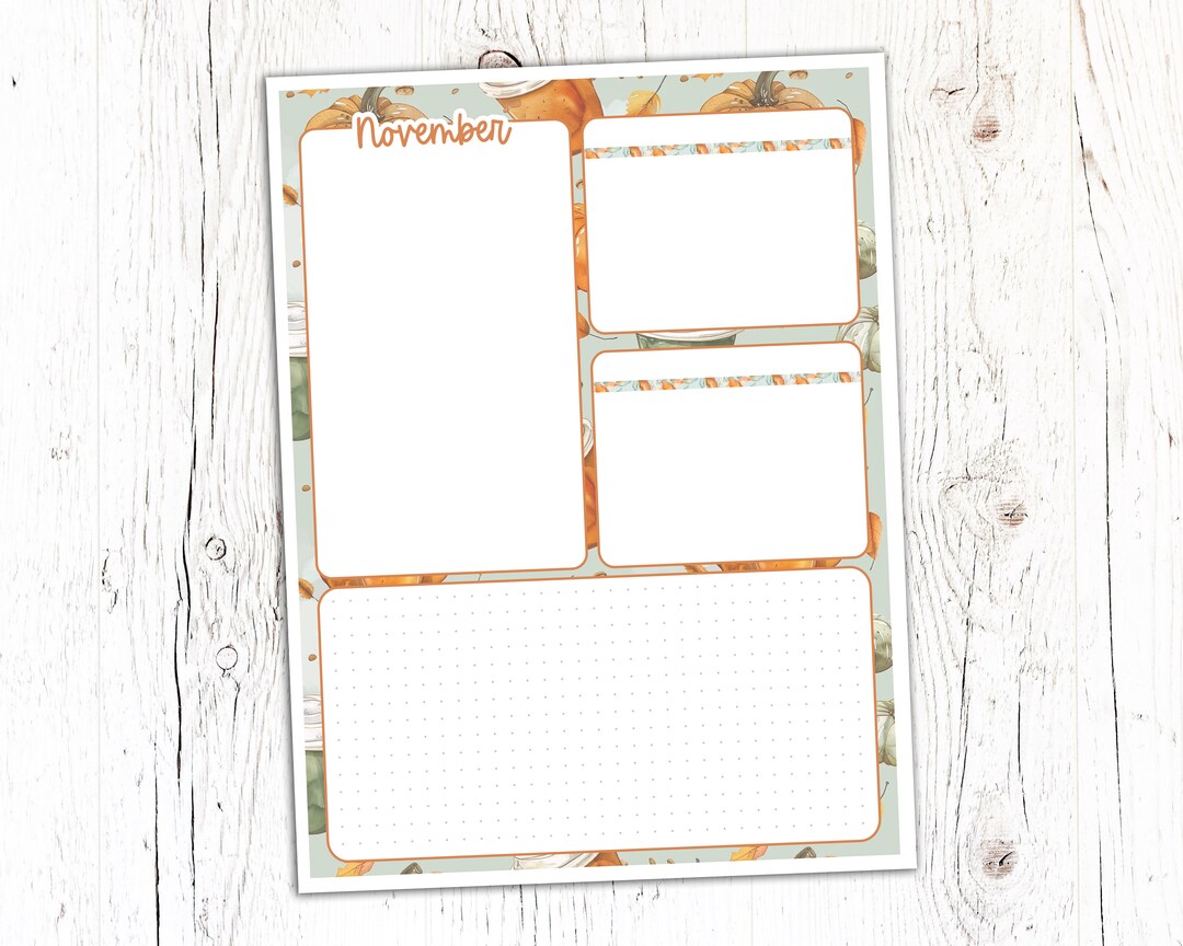 NOVEMBER DASHBOARD Sheet | 7x9 | FULL Page Sticker - Etsy