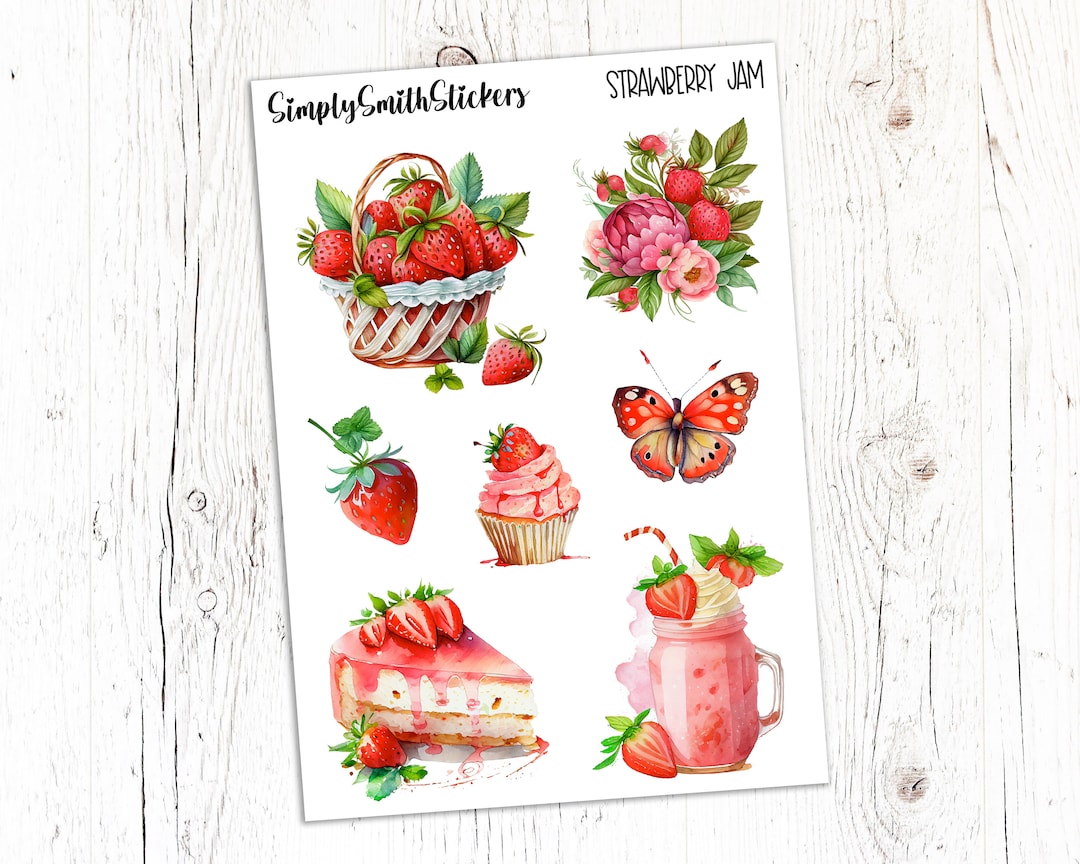 STRAWBERRY JAM Clear Frosted Matte Stickers | Deco Stickers | Planner ...