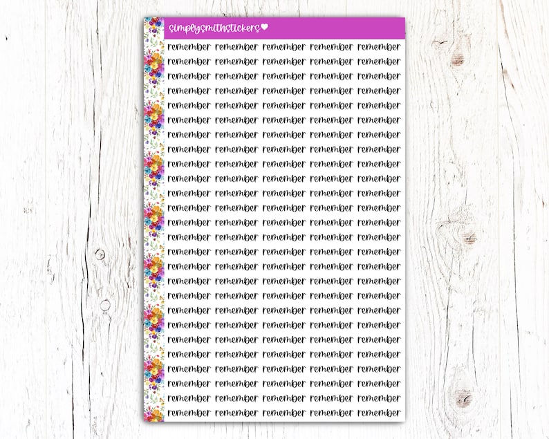 REMEMBER Script Stickers | Planner Stickers | Reminder Stickers ...