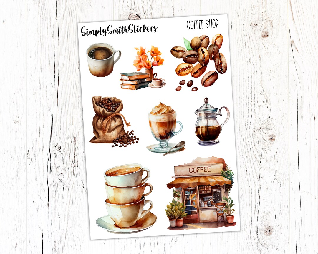 COFFEE SHOP Clear Frosted Matte Stickers | Deco Stickers | Planner ...