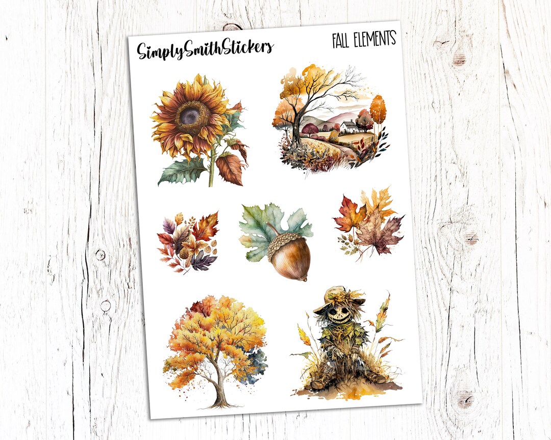 FALL ELEMENTS Clear Frosted Matte Stickers | Deco Stickers | Planner ...