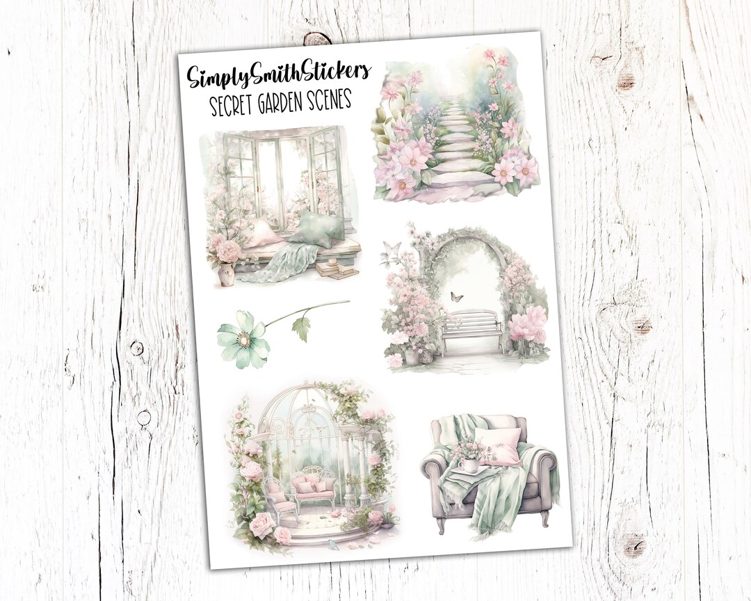 SECRET GARDEN SCENES Clear Frosted Matte Stickers Deco Stickers Planner ...