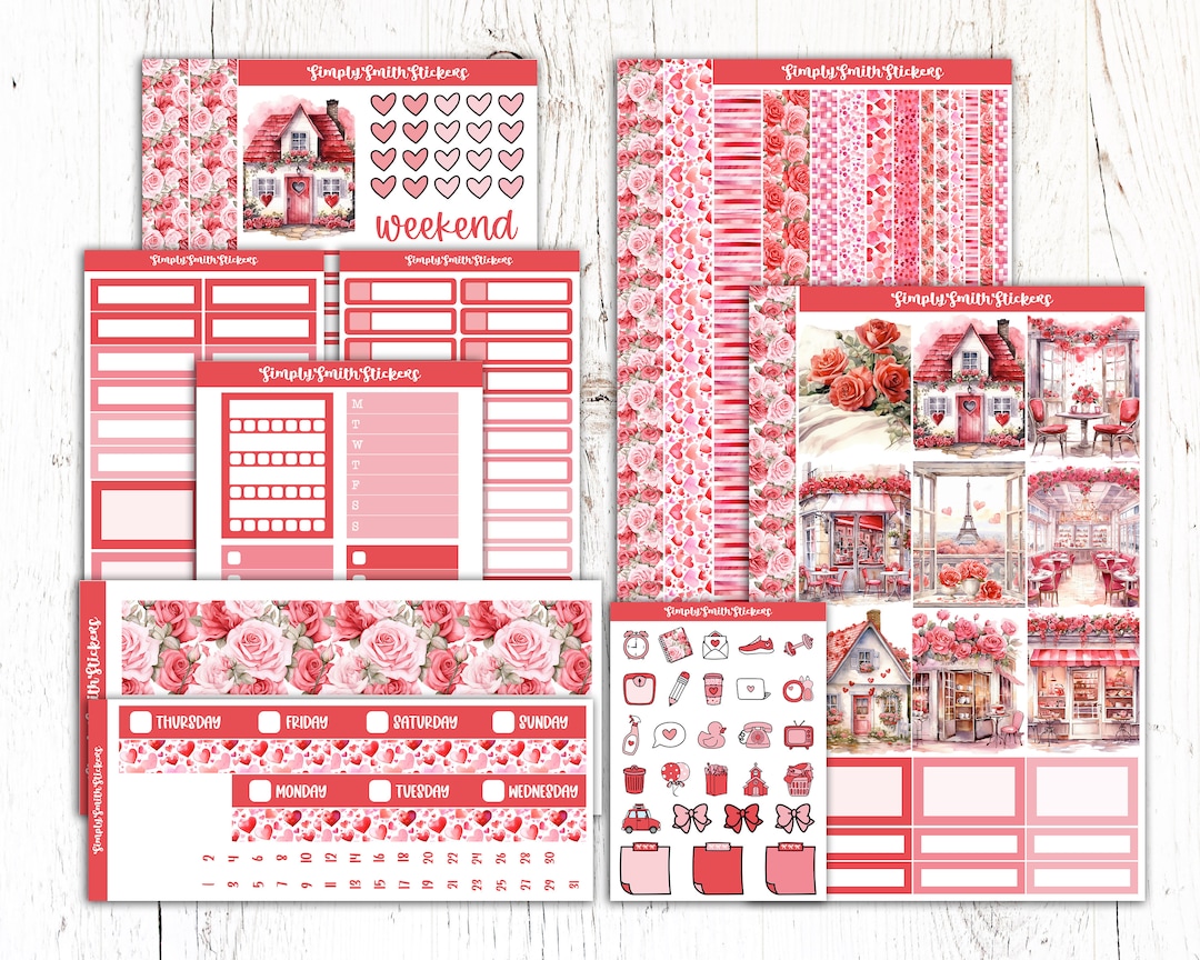 VALENTINE'S DAY | Vertical Weekly Planner Sticker Kit | Planner ...