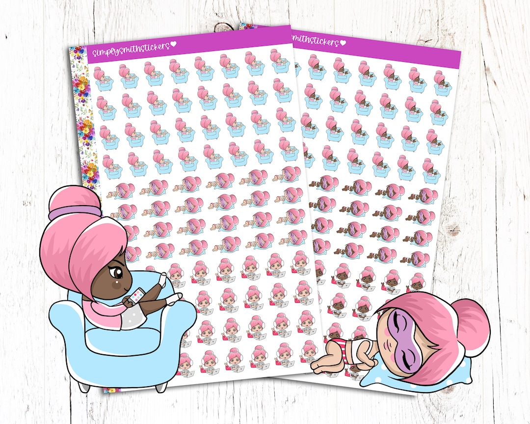 ME TIME Doodle Girl Stickers | Planner Stickers - Etsy