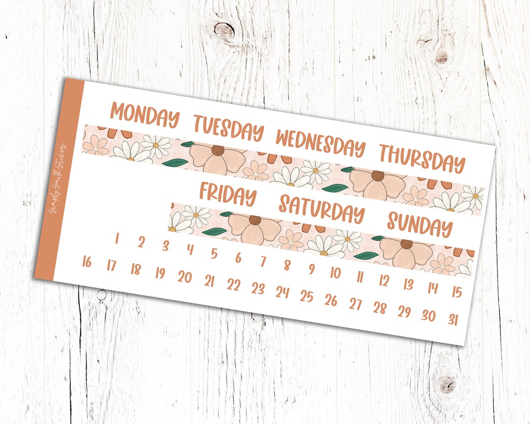 VINTAGE GARDEN Script Style Date Headers | Planner Stickers ...
