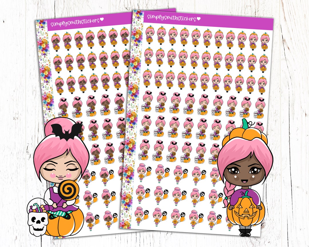 HALLOWEEN Doodle Girl Stickers | Planner Stickers - Etsy