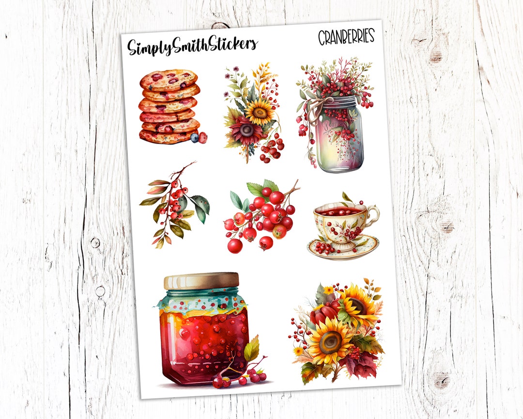 CRANBERRIES Clear Frosted Matte Stickers | Deco Stickers | Planner ...