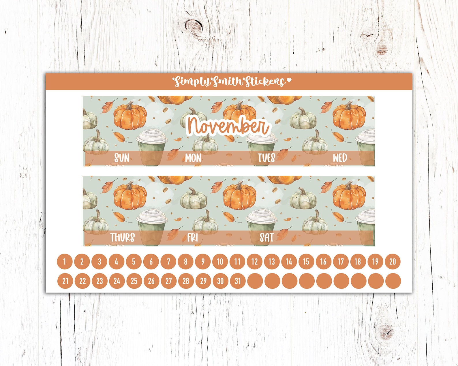 A5 NOVEMBER Monthly Sticker Kit | Customizable | Planner Accessories ...