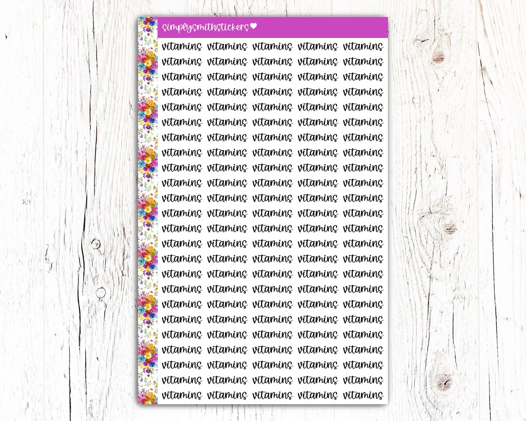 VITAMINS Script Stickers | Planner Stickers | Functional Stickers ...