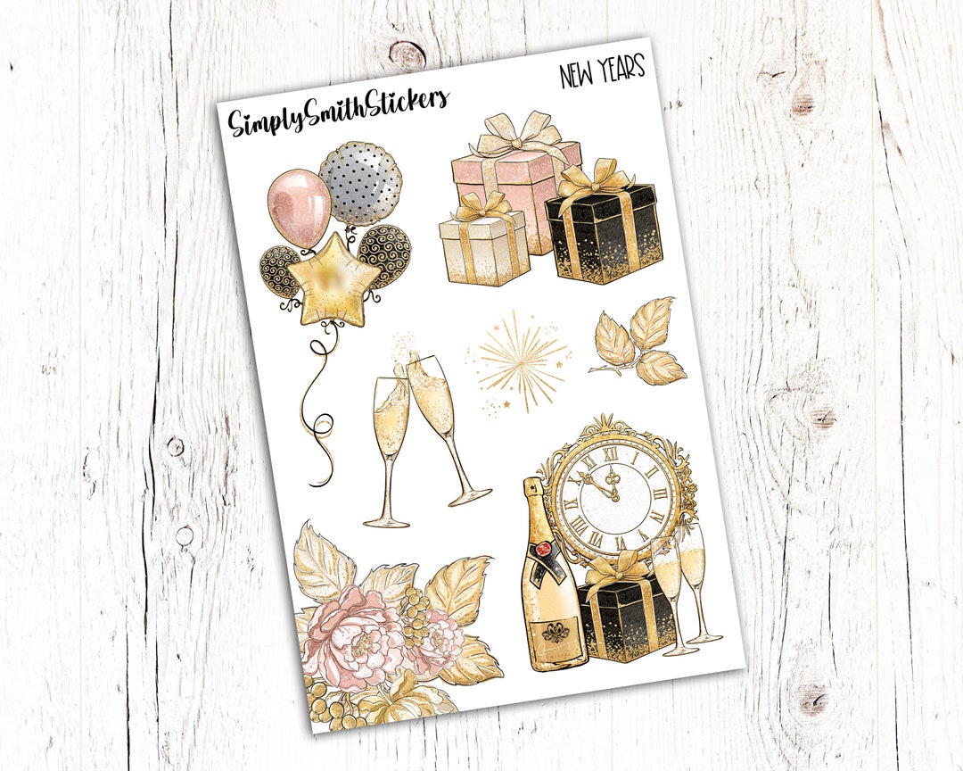 NEW YEARS Clear Frosted Matte Stickers | Deco Stickers | Planner ...