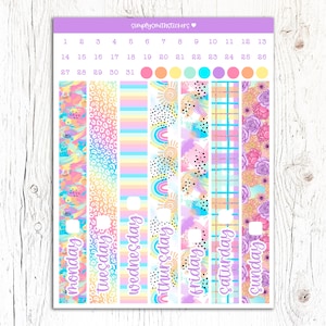 RAINBOW WEEK Daily Duo Kit | 7x9 Planner Stickers | Daily Planning ...