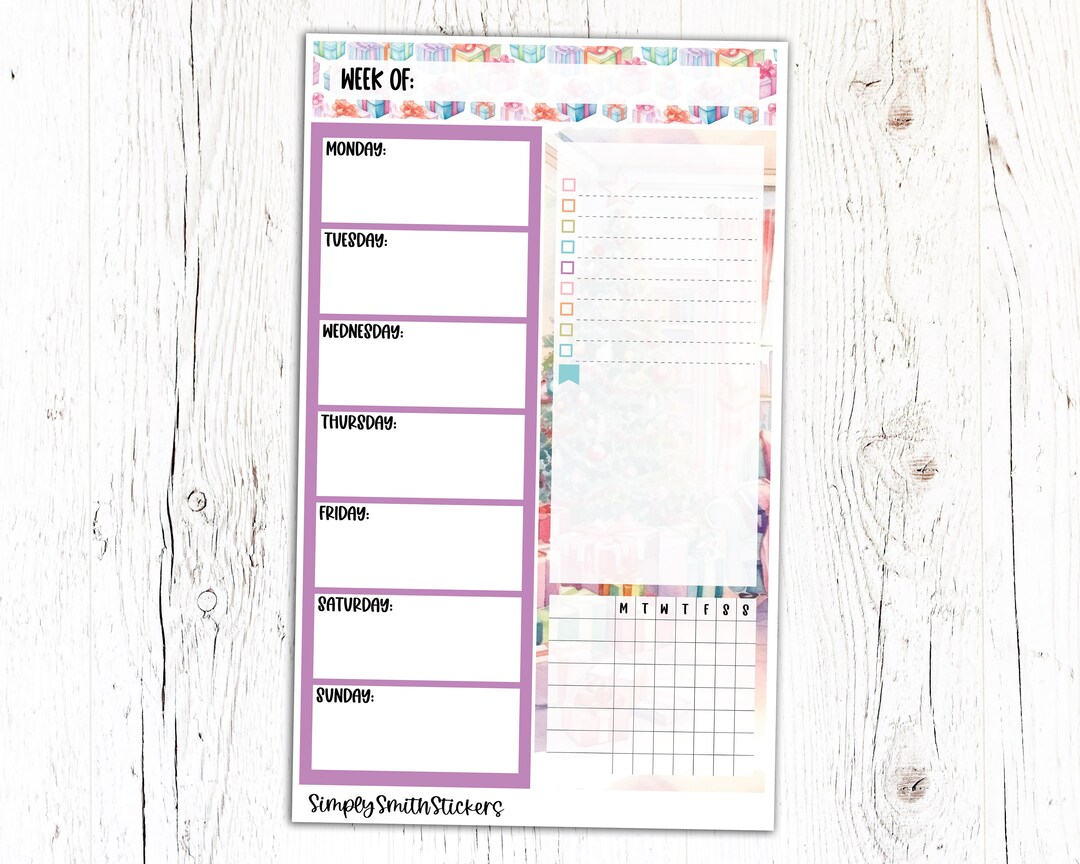 A5 MERRY & BRIGHT Week at a Glance | Weekly Overview Stickers | Weekly ...