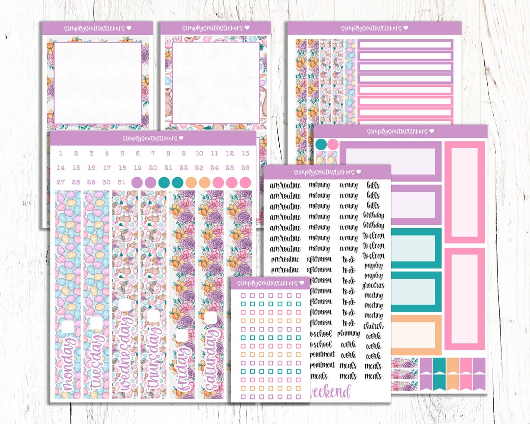RUSTIC EASTER Daily Duo Kit | 7x9 Planner Stickers | Daily Planning ...