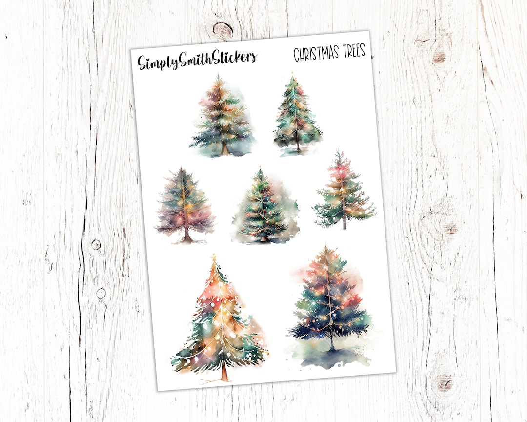 CHRISTMAS TREES Clear Frosted Matte Stickers | Deco Stickers | Planner ...