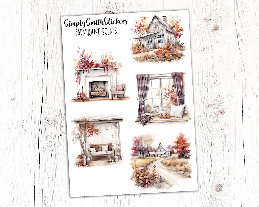 FARMHOUSE SCENES Clear Frosted Matte Stickers | Deco Stickers | Planner ...