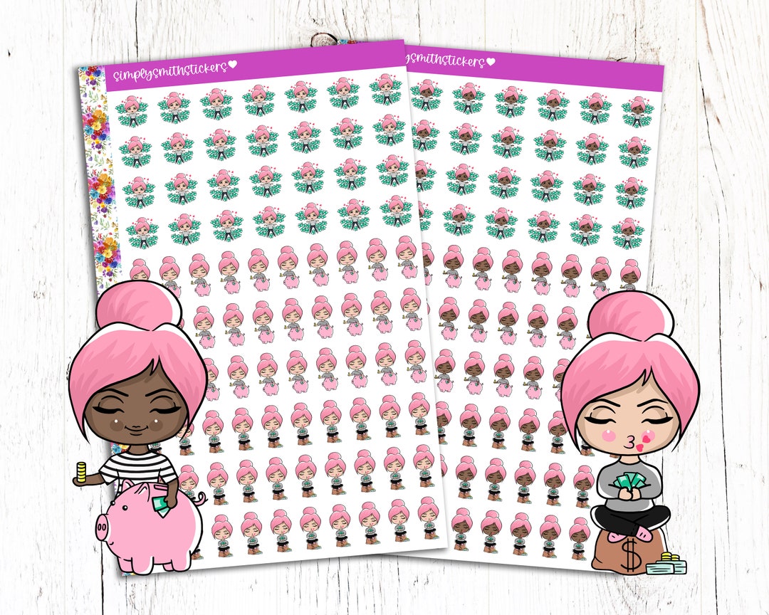 MONEY Doodle Girl Stickers | Planner Stickers - Etsy