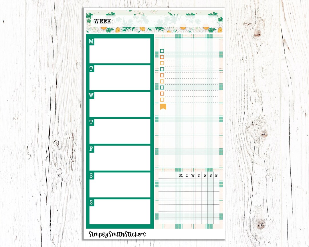 A5 ST PATTY Week at a Glance | Weekly Overview Stickers | Weekly ...