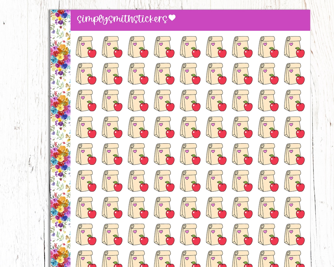 LUNCH BAG STICKERS | Planner Stickers | Meal Prep Stickers | Doodle ...