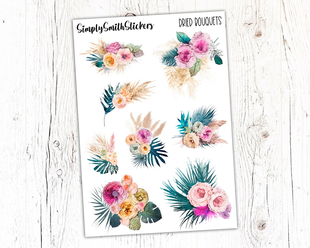 DRIED BOUQUETS Clear Frosted Matte Stickers | Deco Stickers | Planner ...