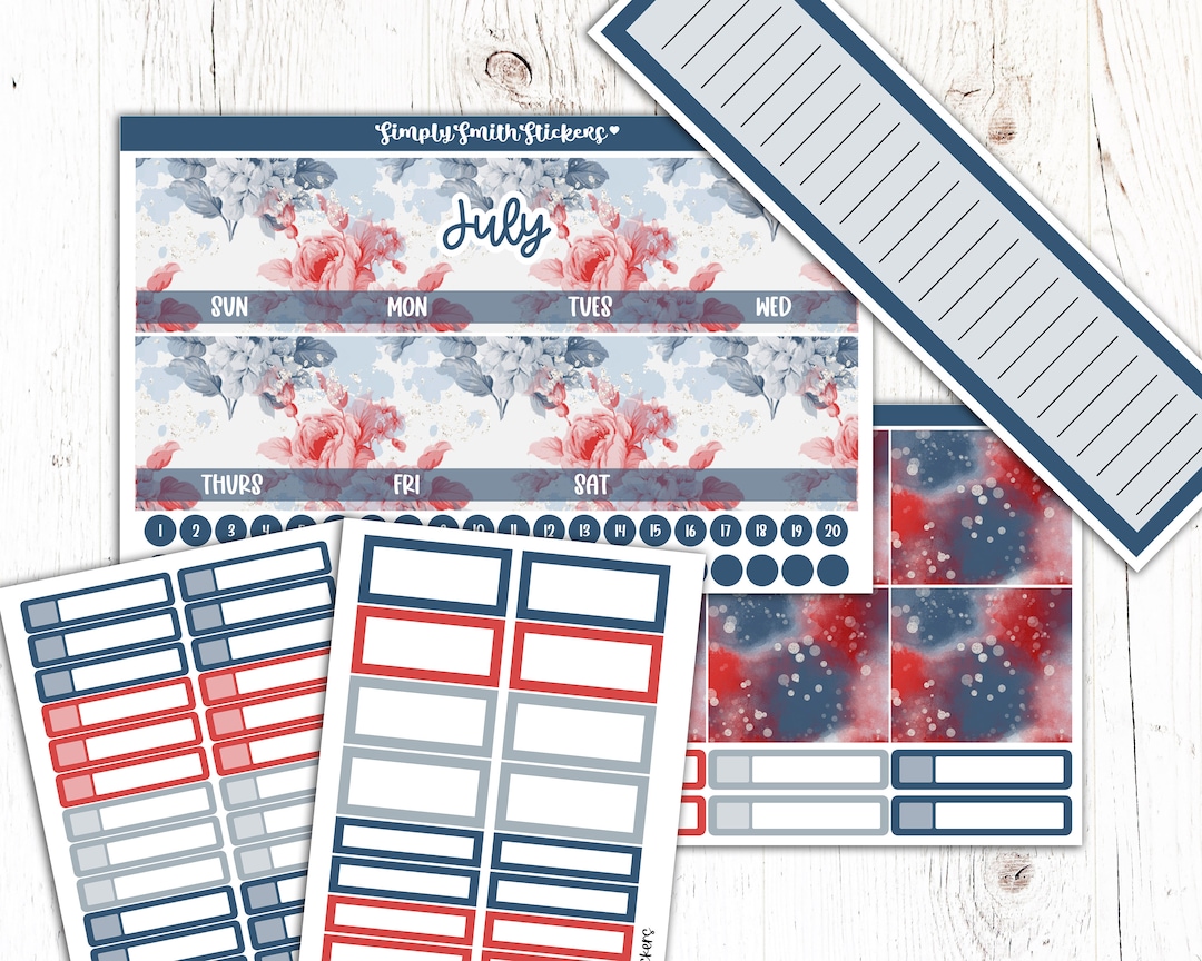 JULY Monthly Sticker Kit | 7x9 | CUSTOMIZABLE Stickers | Planner ...