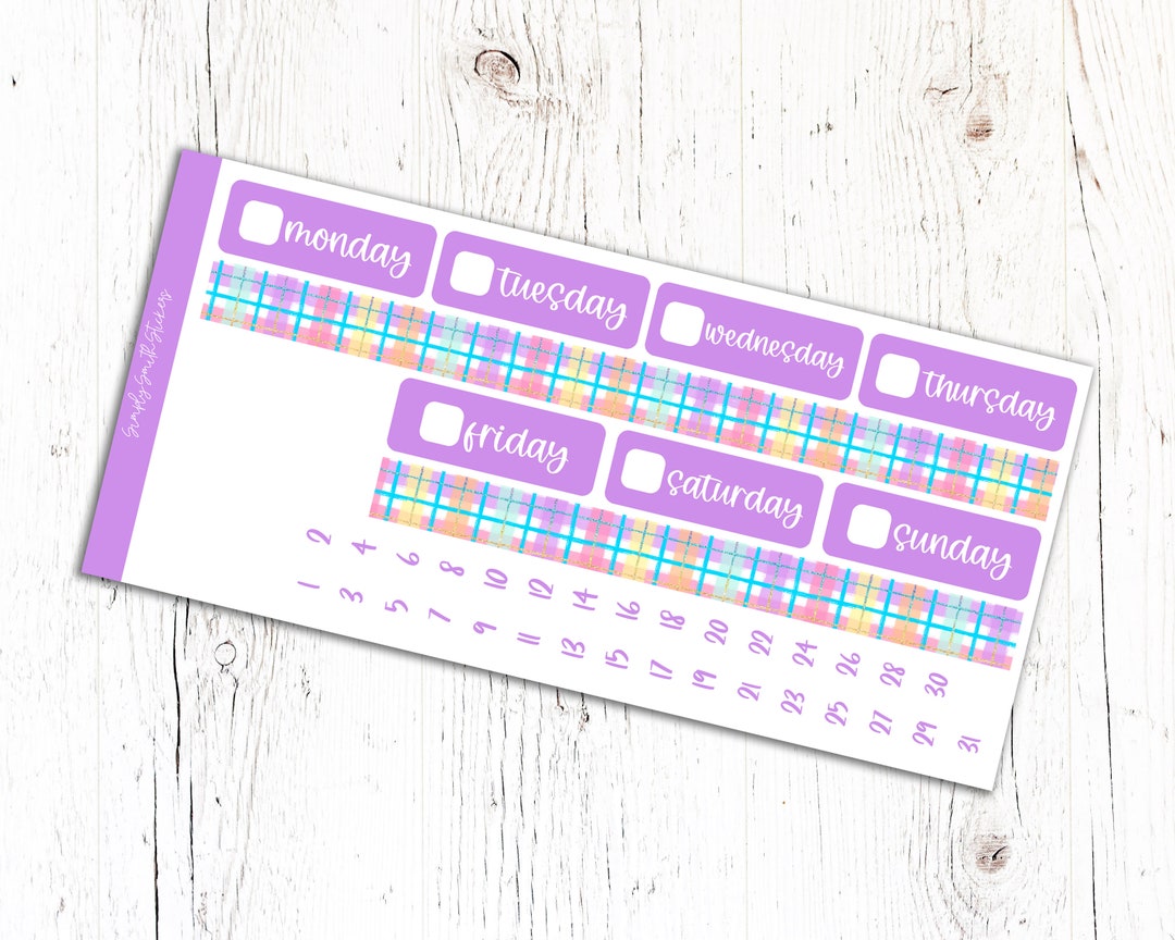 RAINBOW WEEK Date Headers | Planner Stickers | Add On - Etsy