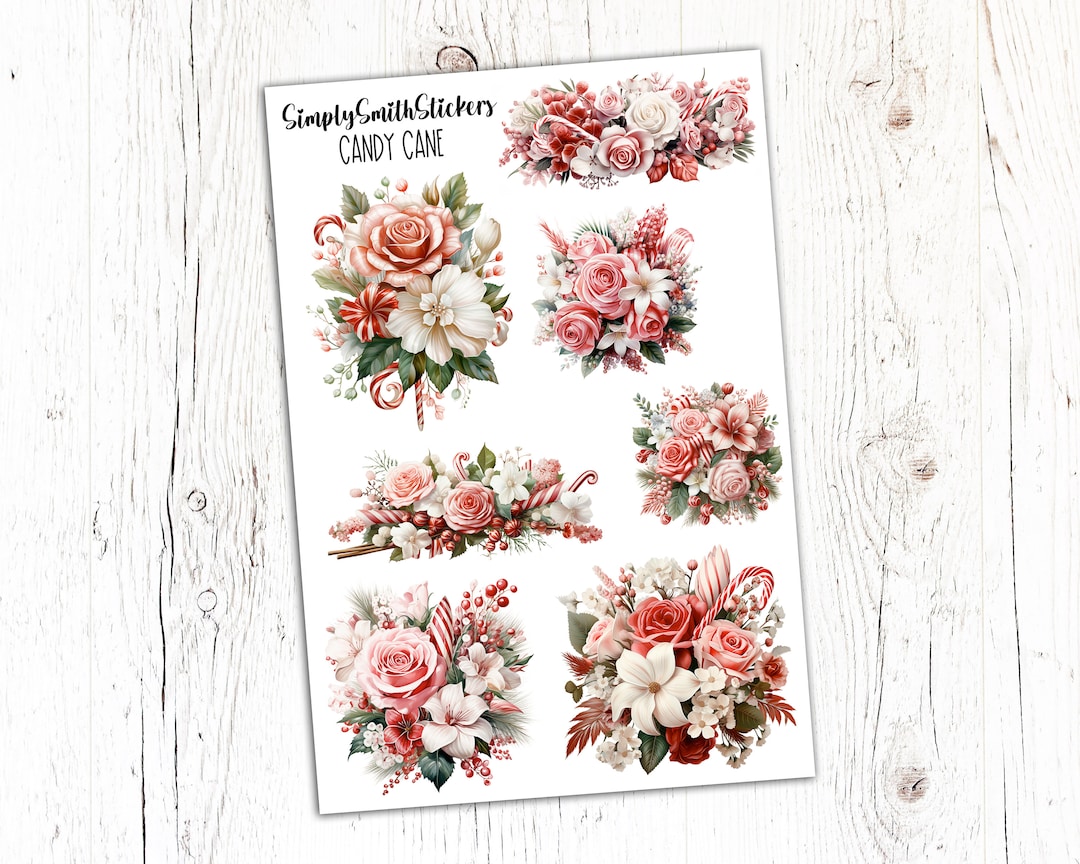 CANDY CANE Clear Frosted Matte Stickers | Deco Stickers | Planner ...